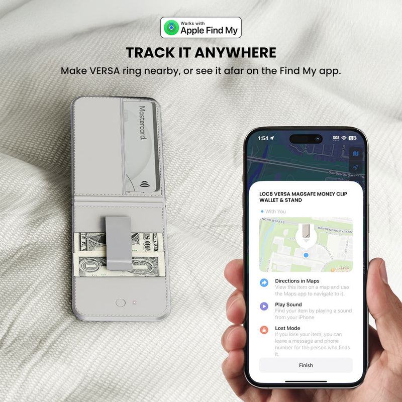 LOC8 VERSA Money Clip MagSafe Finder Wallet and Stand